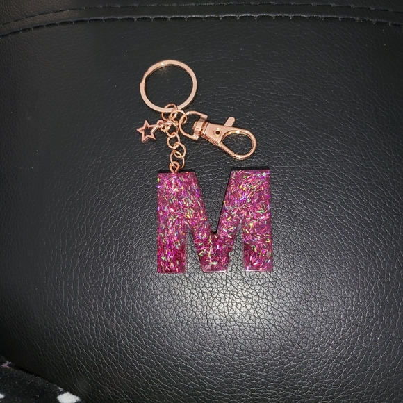 Handmade | Accessories | Holographic Dark Pink Glitter Letter M ...